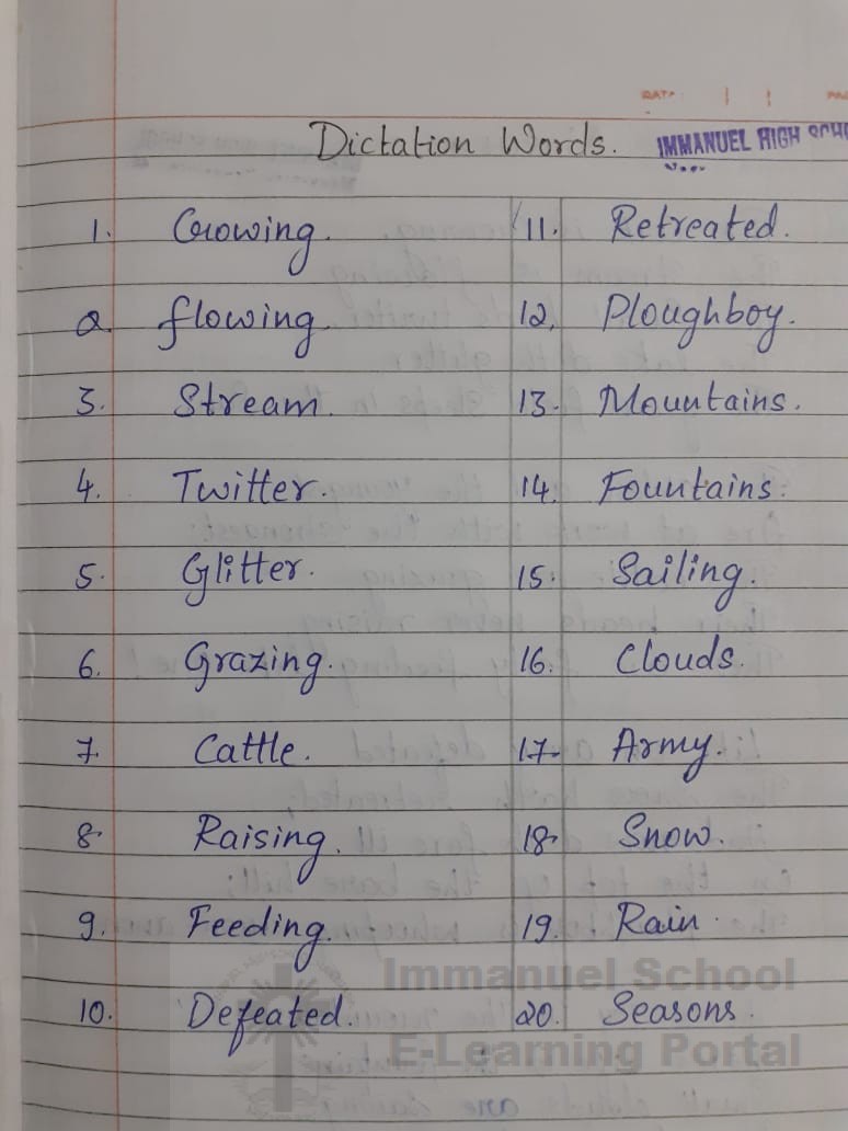 6th std- English Poetry- March-Notes – IMMANUEL PRIMARY SCHOOL