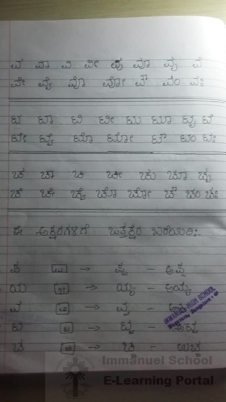 2nd Standard Kannada Classwork Lesson -3 – IMMANUEL PRIMARY SCHOOL