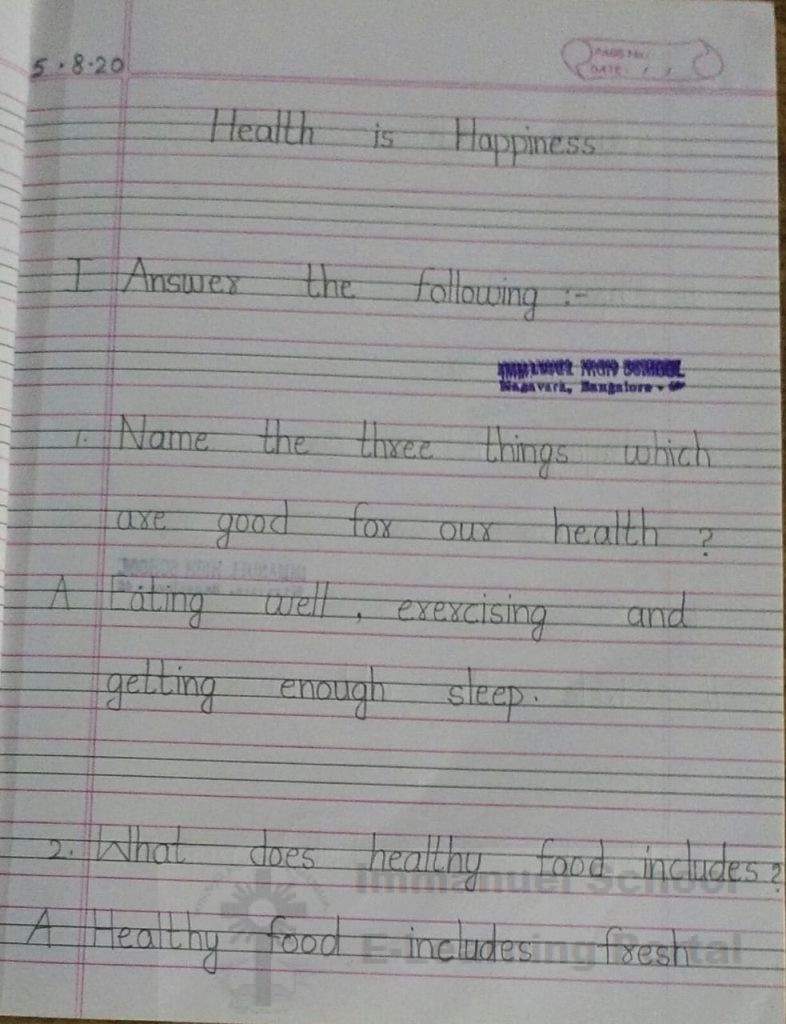 1st std English- Lesson -01 Health is happiness (Notes) – IMMANUEL ...
