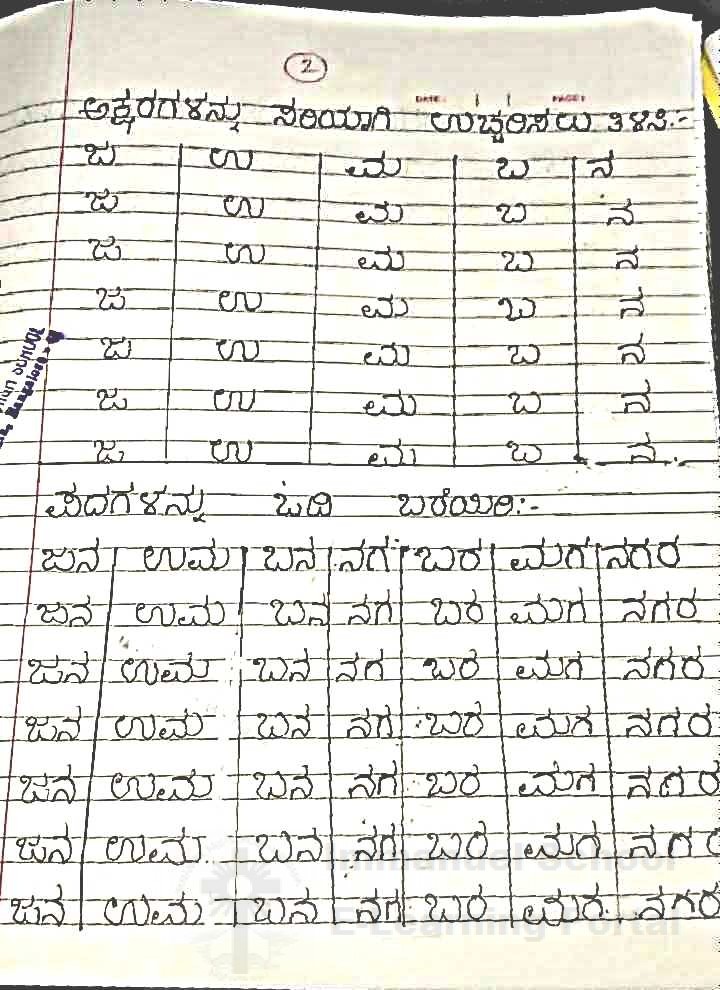 2nd Std Kannada Lesson-2 Classwork – IMMANUEL PRIMARY SCHOOL