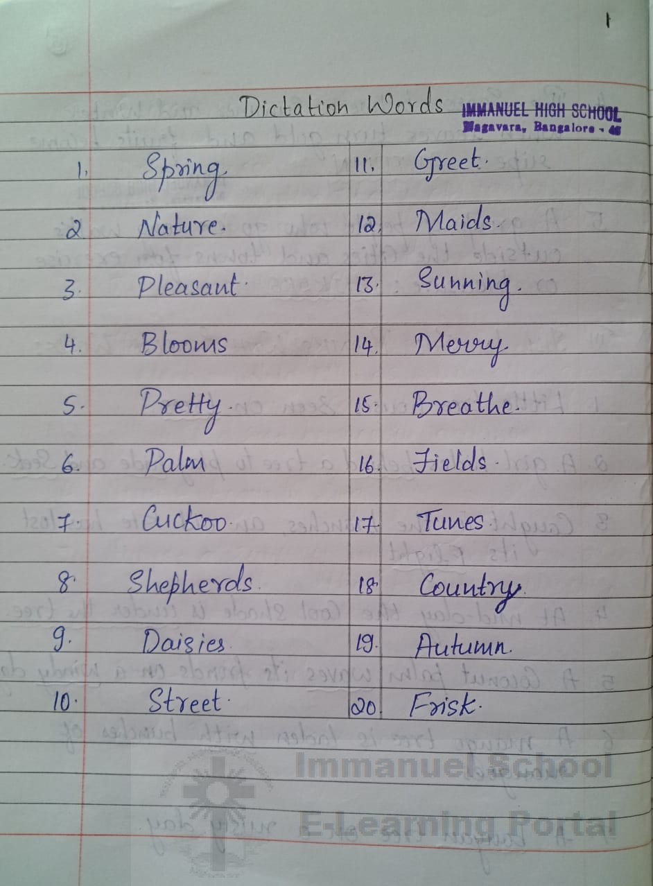 6th std English-Spring-Poem-03-(Notes). – IMMANUEL PRIMARY SCHOOL