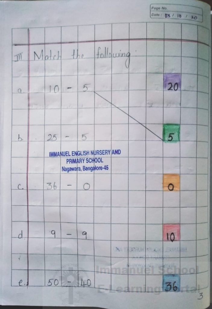 2nd std Maths -Subtraction-Lesson-04(Notes). – IMMANUEL PRIMARY SCHOOL