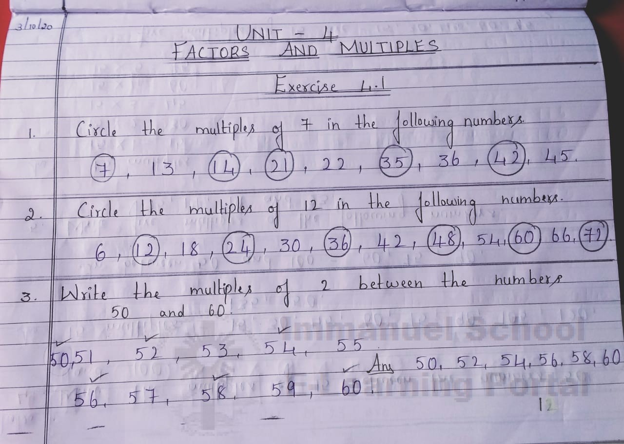 5th Std Maths-Factors and Multiples-Lesson-04 (Notes) – IMMANUEL ...