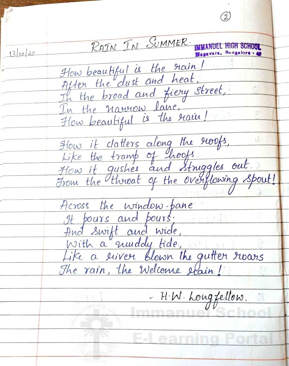 6th std English-Poem-04-Rain In Summer-(Notes). – IMMANUEL PRIMARY SCHOOL