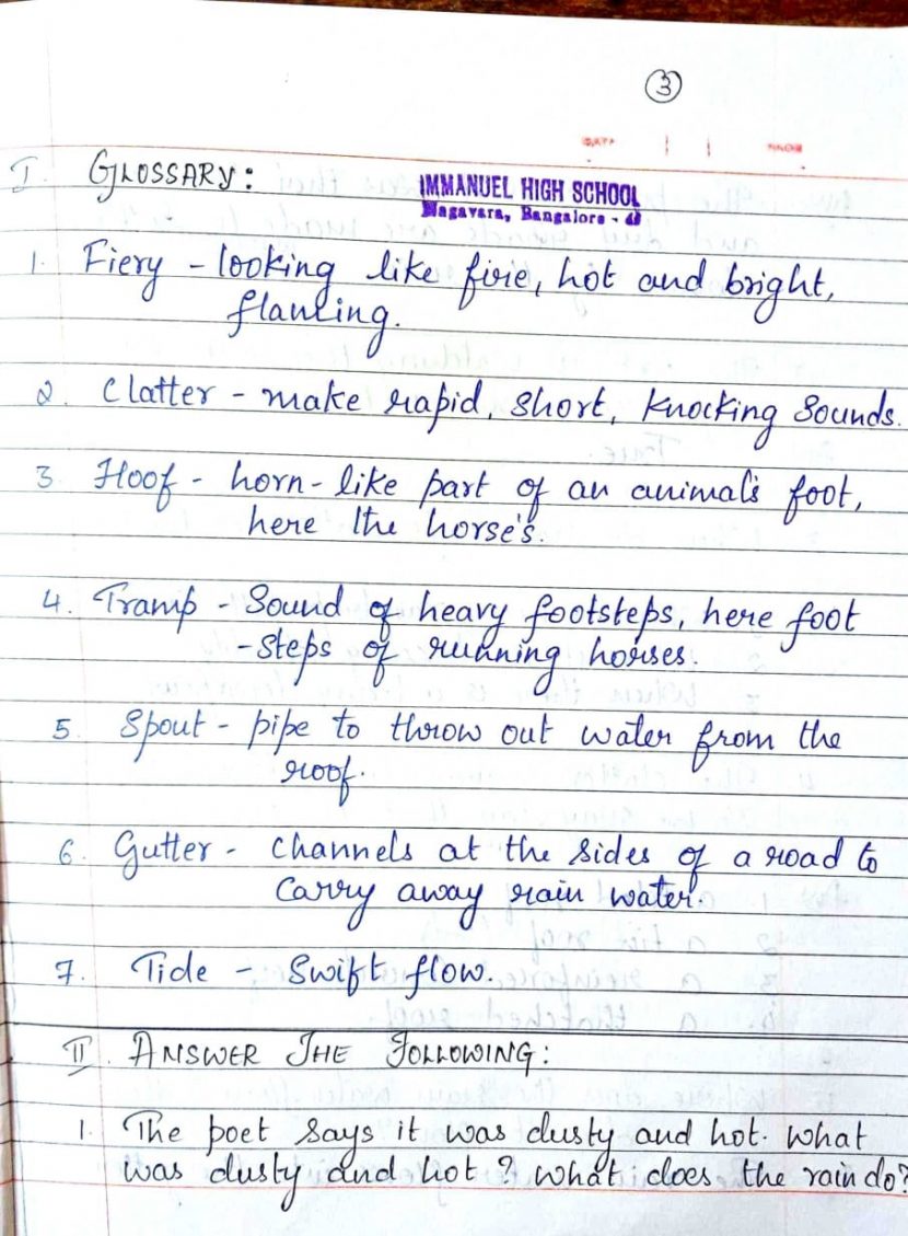 6th std English-Poem-04-Rain In Summer-(Notes). – IMMANUEL PRIMARY SCHOOL